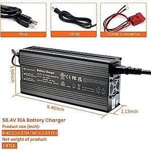 CHINS 4 Pack 12V 100AH LiFePO4 Battery 48V 100AH Lithium Battery, Includes 48V 10A Lithium Battery Charger, Perfect for Golf Cart, Trolling Motor, Marine, Includes Low-Temperature Cut-Off Function