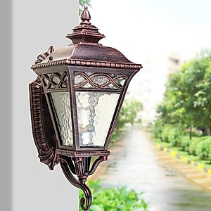 PEHUB European Outdoor Waterproof Wall Sconce Lamp Traditional Classical Upside Down Lighting Fixture Antique Balcony Aisle Patio Glass Wall Light Lantern Garden Outside Wall Spotlights Exterior Light