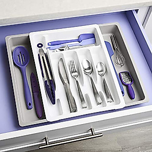 YouCopia Expandable Utensil Tray Turntable, White