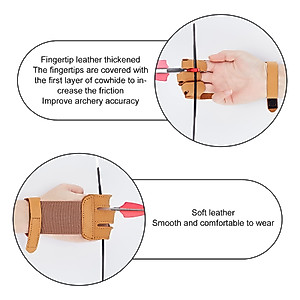 GORGECRAFT 3 Finger Archery Glove Cow Leather Protective Gloves Archery Shooting Glove Finger Tab Accessories for Men Women Shooting Hunting Targeting Recurve Compound Bow Guard(Goldenrod)