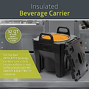 Pearington Insulated Food Carrier, 32qt Capacity, w/Stainless Steel Barrel, Top Load, Soups or Cold Drinks