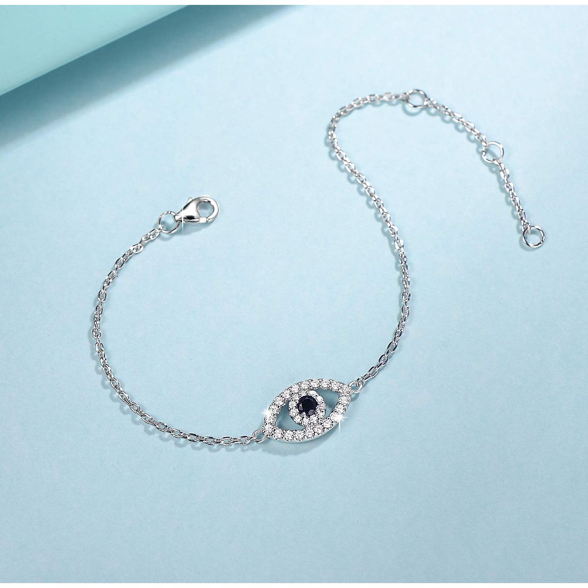 FANCIME 925 Sterling Silver Evil Eye Bracelet Yom Kippur Women Bracelet Gifts Fine Lucky Jewelry for Women Friends