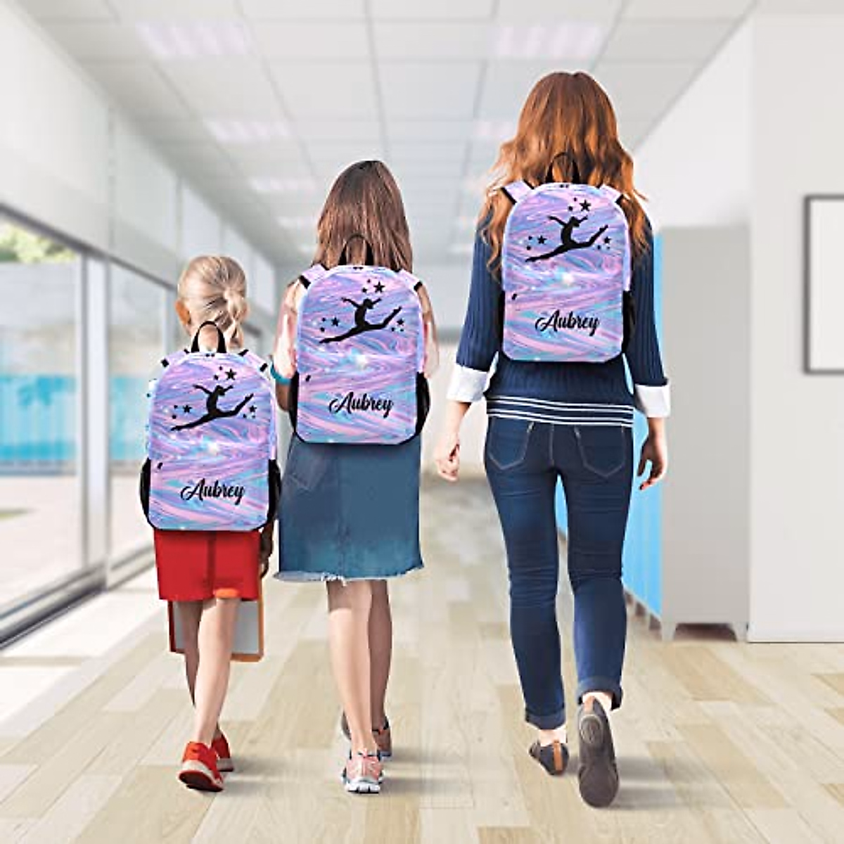 Yeshop Gymnastic Marble Unicorn Personalized Backpack for Teen Boys Girls,Custom Travel Backpack Bookbag Casual Bag with Name Gift