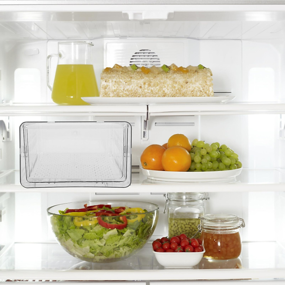 Angoily Refrigerator Storage Box Stackable Storage Drawers Refrigerator Storage Bin Drawer Refrigerator Organizer Bin Drawer Stackable Storage Bin Drawer Superimposed Crisper Plastic