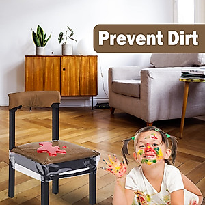 4 Pack Plastic Seat Covers, Plastic Chair Covers for Dining Room Chairs, Stain, Water and Kitty Scratch Resistant Clear Pvc Chair Protector with Adjustable Strap for Most 18" - 20" Standard Chair