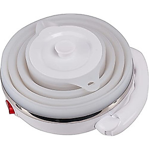 T-magitic Travel Kettle, Fordable Electric kettle, Collapsible Kettle Dual Voltage,boil water, with make tea coffee,Food Grade Silicone Small Electric Kettle（600ML,110V/220V ） (White)