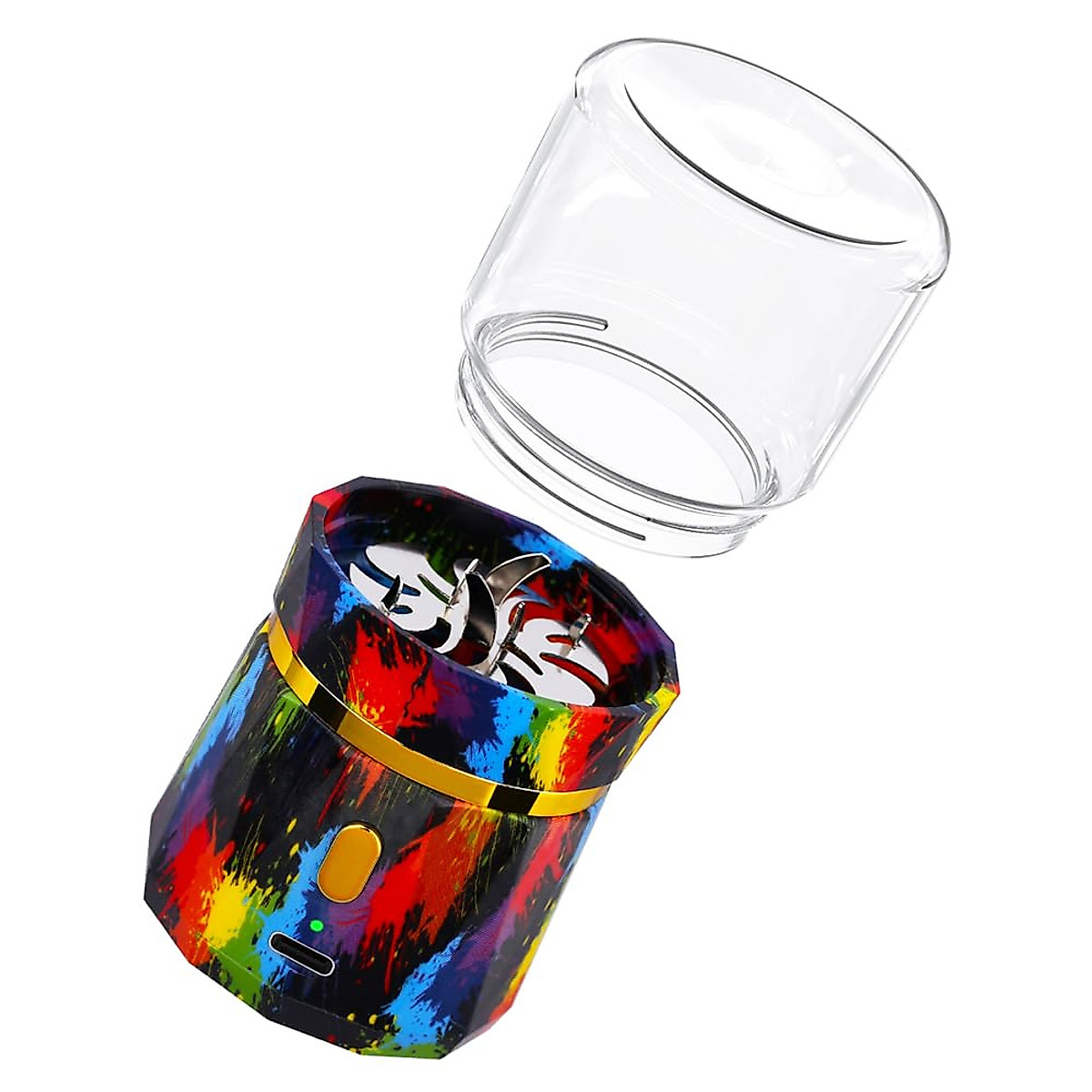 Electric Herb Grinder, Small Spice Grinder Electric Herb Grinders Mini Size 2inx3.5inches with 2pcs 1.7oz/50ml Glass Jar Herb Jar Portable Herb Grinder Rechargeable Automatic Herb Grinder