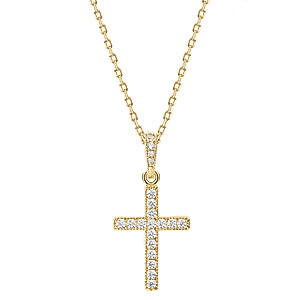 PAVOI 14K Gold Plated CZ Cross Necklace for Women | Elegant Layered Cross Pendant | Gold Necklaces for Women (Yellow Gold)