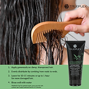 Trueplex KERATHERAPY Bamboo Miracle Reconstructor Bond Repair Treatment, 6 oz., 178 ml - Vegan Thermal Protection & Hair Strengthener for Damaged Hair with Argan Oil, Cysteine, & Bamboo Extract