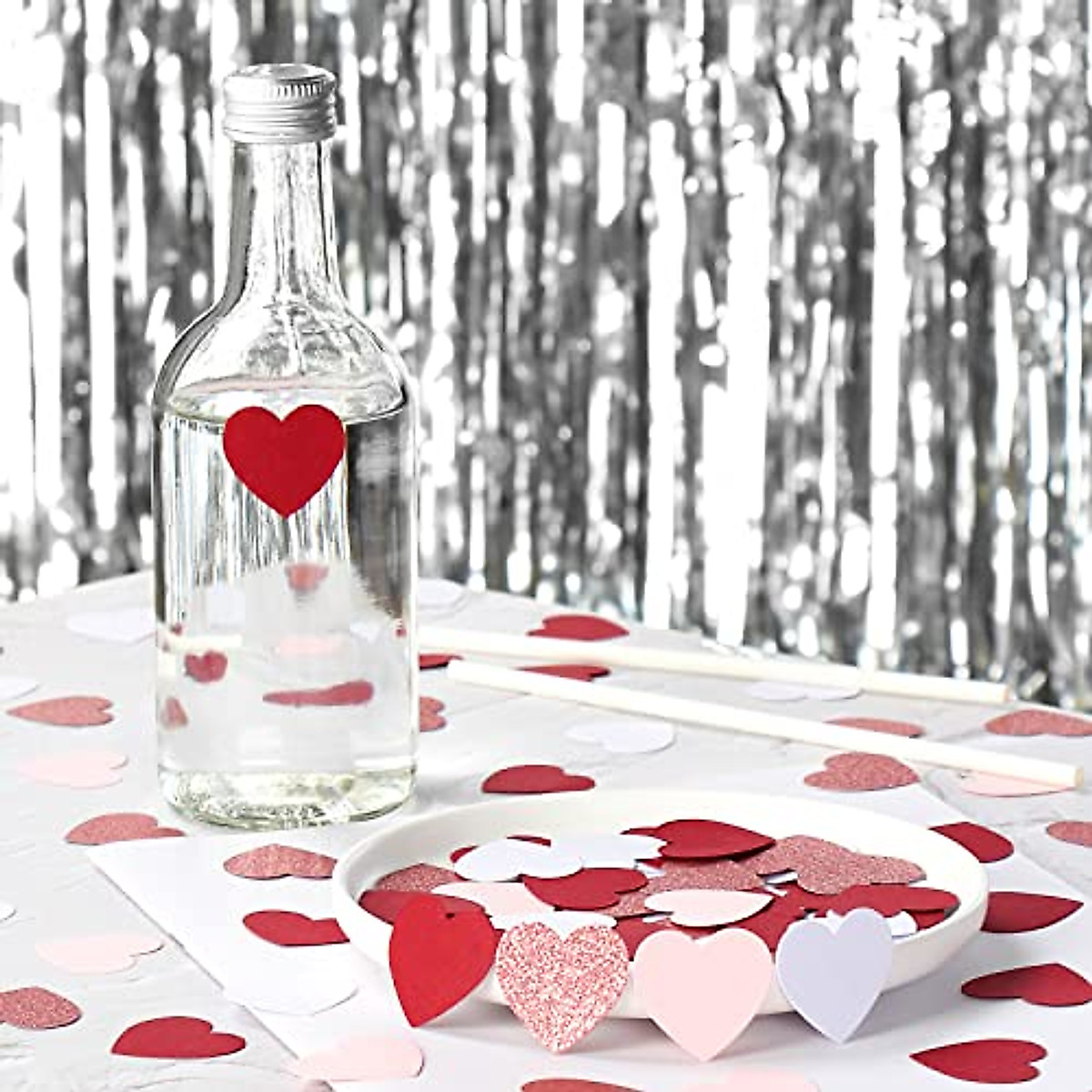 Rose-gold Pink Wine-Red Bachelorette Heart-Confetti - 300pcs Mothers Day PartyDecorations Glitter Paper Confetti Princess Tea Party Sweet 16 18 Birthday Table Decor Lasting Surprise