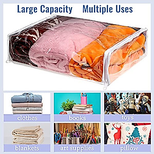 12 Pcs Clear Vinyl Zippered Storage Bags 15.8 x 13.8 x 4 Inch Sweater Storage Bags Plastic with Zipper Moth Proof Bed Sheet Organizer for Blankets Clothes Closet Sweater Quilt Pillow