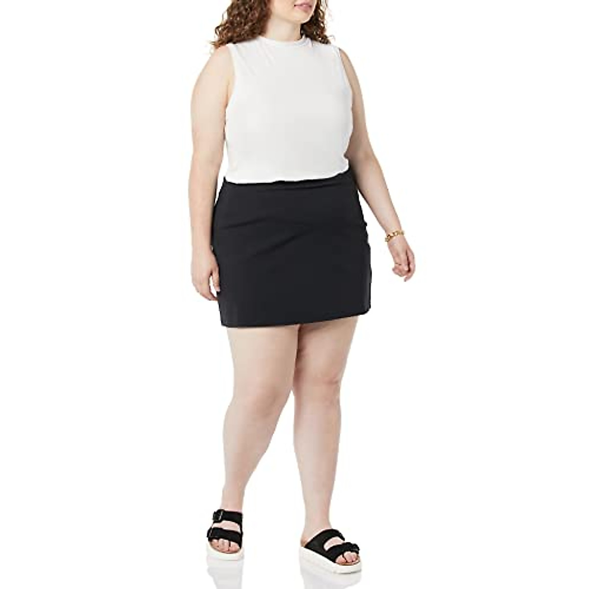 Amazon Essentials Women's Ponte A-Line Mini Skirt (Previously Daily Ritual), Black, XX-Large