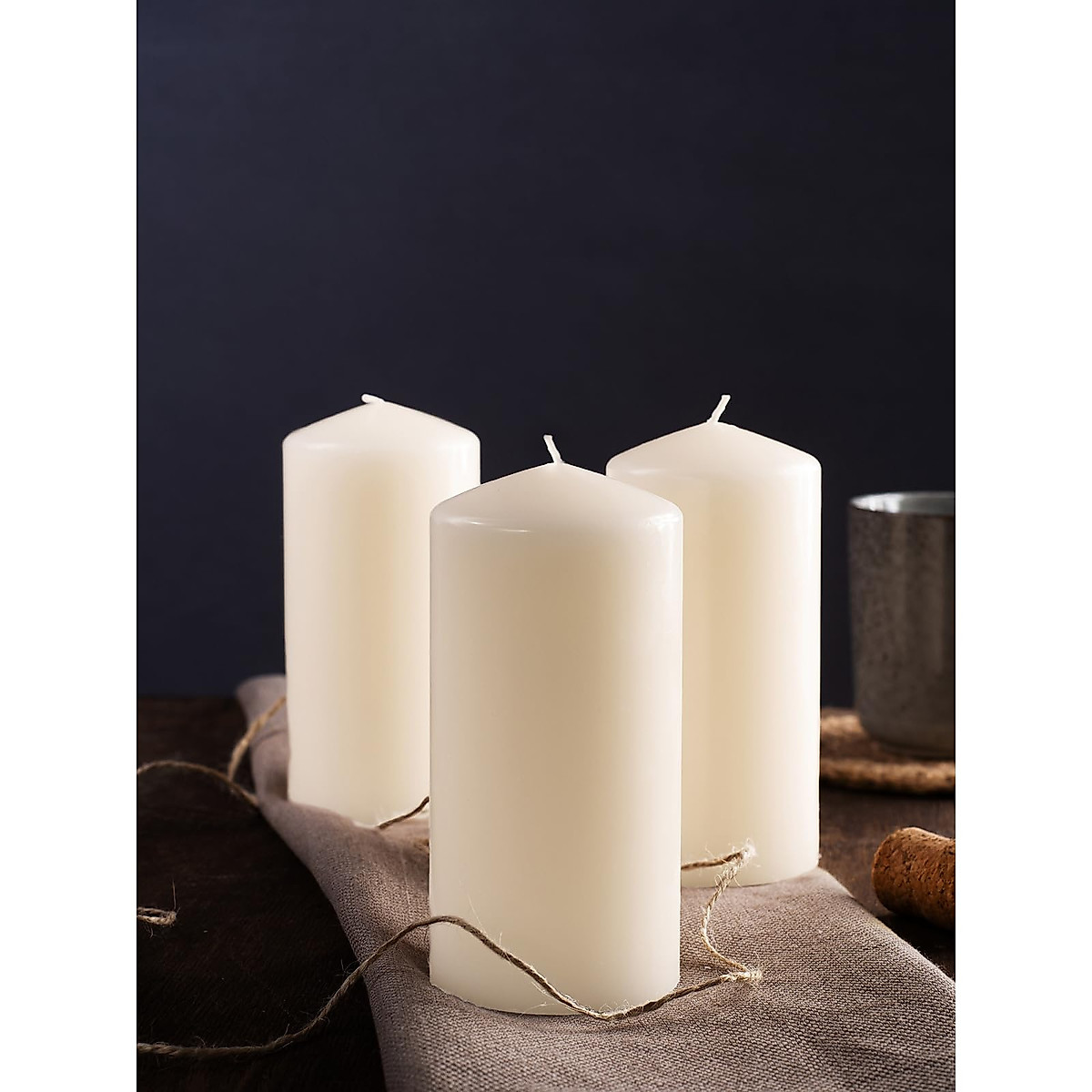 CANDWAX 3x6 Pillar Candles Set of 3 - Ivory Large Pillar Candles Long Burning Perfect for Any Occasion - Cylinder Candles Unscented Long Burning