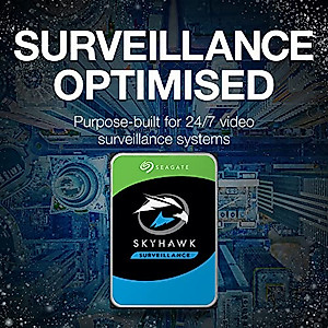 SEAGATE ST4000VX007 Skyhawk 4TB Surveillance Hard SATA 6Gb/s 64MB Cache 3.5-Inch Internal Drive-Frustration Free Packaging (ST4000VXZ07) Mechanical Hard Disk