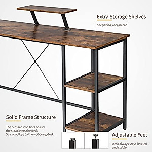 OUTFINE L Shaped Desk Corner Desk Double Computer Desk Home Office Gaming Workstation with Storage Shelves and Monitor Stand