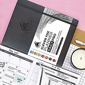 Clever Fox Planner Daily PRO - 8.5 x 11" A4 Size Daily Life Planner and Gratitude Journal to Increase Productivity, Time Management and Hit Your Goals - Undated - Lasts 3 Months (Silver Black)