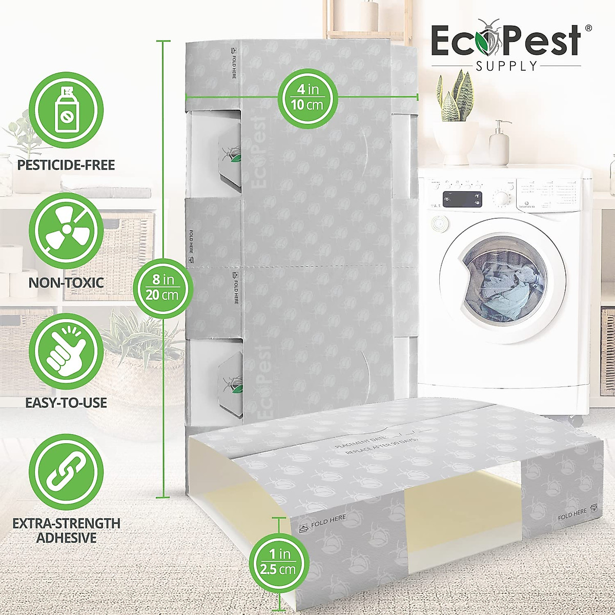 Silverfish Trap — 20 Pack | Sticky Indoor Glue Trap for Silverfish, Firebrat, and Other Bugs and Crawling Insects | Adhesive Silverfish Killer Paks, Monitor, and Detector with Natural Bait Attractant