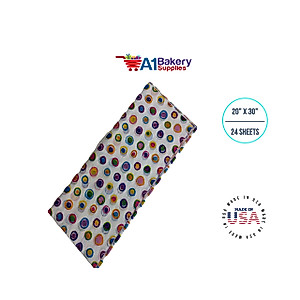 Rainbow Polka Dot Tissue Paper Rainbow Spots Dot Premier High Quality Tissue Paper - 20 Inch x 30 Inch - 24 XL Sheets by A1 bakery supplies MADEIN USA