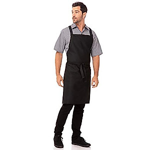 Chef Works Unisex Cross-Back Bib Apron, Black, One Size