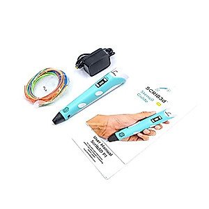 SCRIB3D P1 3D Printing Pen with Display - Includes 3D Pen, 3 Starter Colors of PLA Filament, Stencil Book + Project Guide, and Charger