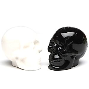 Black and White Skulls Ceramic Salt and Pepper Shaker Set