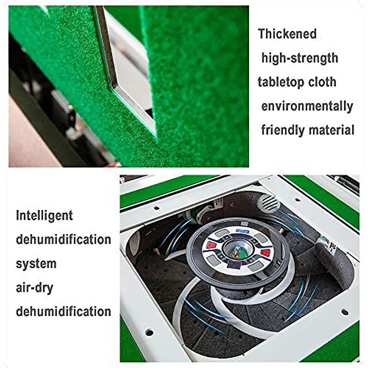 4-Legged Automatic Mahjong Table with 36mm Numbered Tiles (Green+Blue) Hard Tabletop Cover Chinese/Filipino/American Style All Fit No More Shuffling,More Rounds