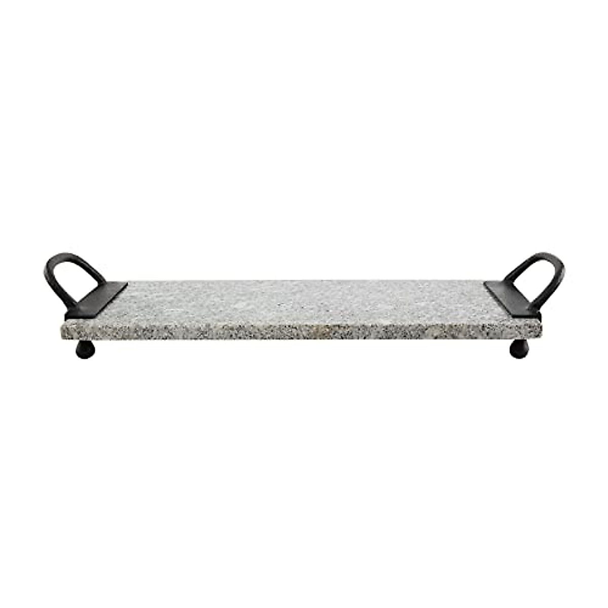 Mud Pie Granite Board with Iron Handles, Gray, 8" x 24"