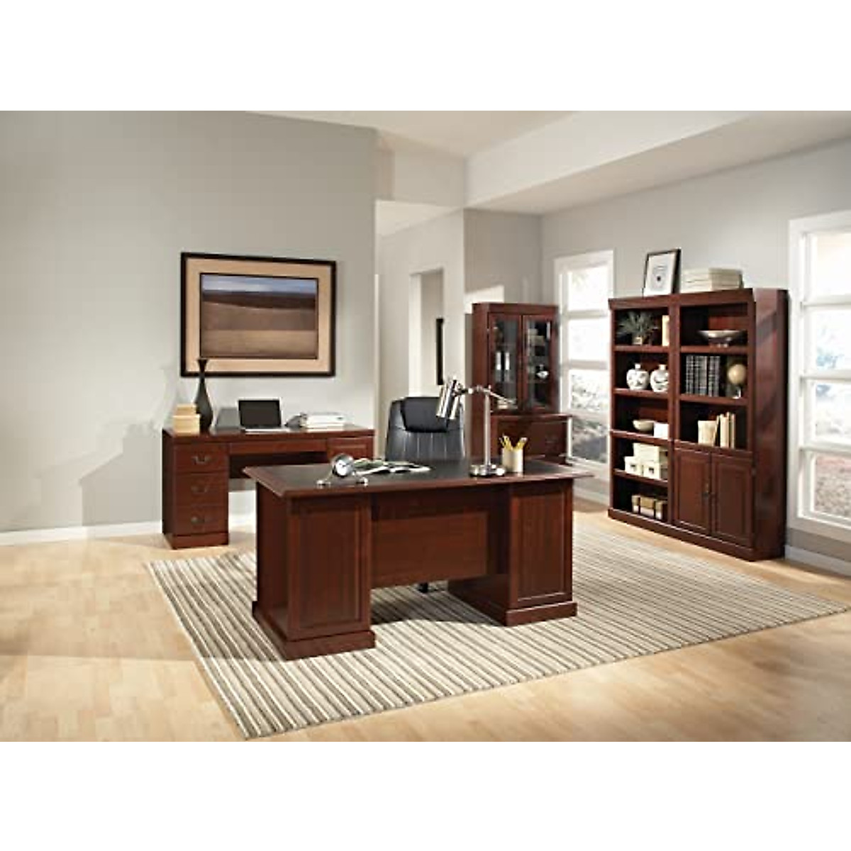 Sauder Heritage Hill 4 tier Library With Doors - Classic Cherry finish