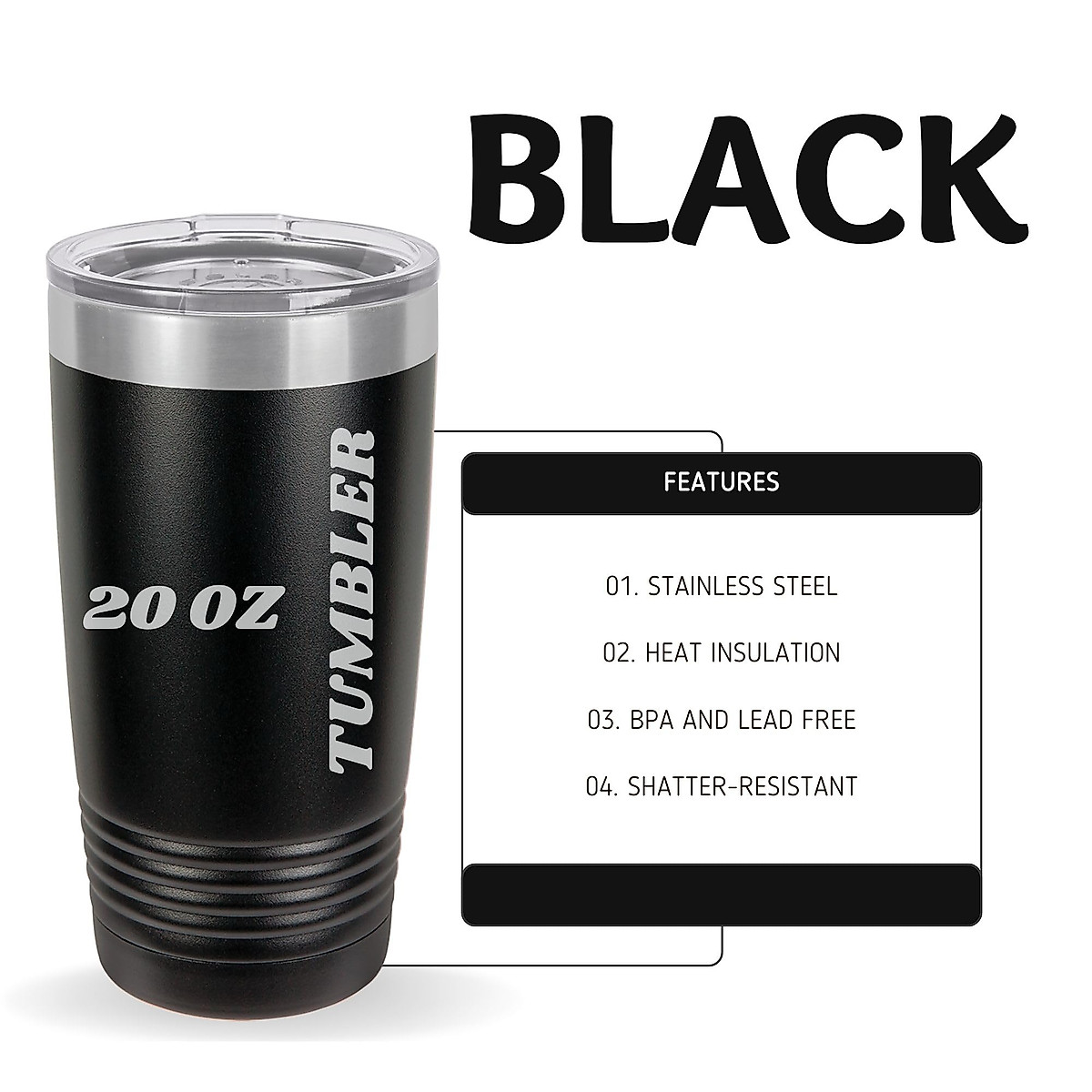 OEZZO Customized 20oz Tumblers, Double Wall Personalized Bottles with Splash and Leak Proof Slider Lid, Laser Engraved Text with Names (20oz, Black)