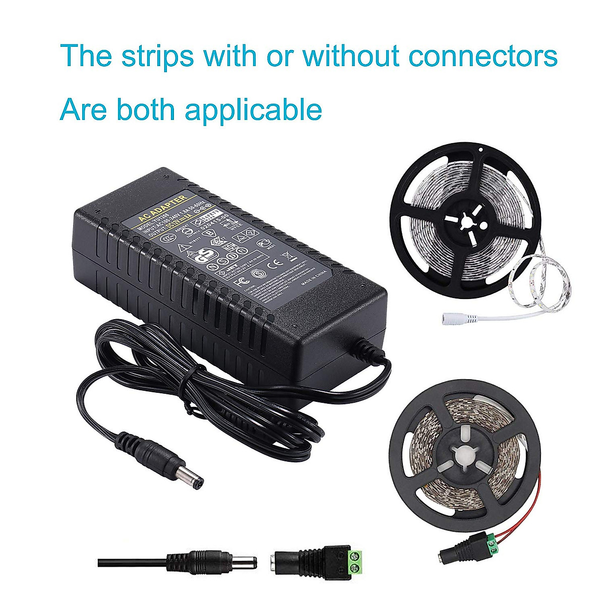 COOLM 12V 8A Power Supply Adapter AC 110V-240V to DC 12 Volt 8 Amp 96W Transformer LED Driver Replacement 12V 7.5A 7A for LED Light Strip CCTV Camera