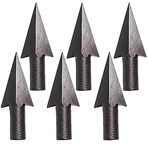 AMEYXGS 6/12pcs 8mm Diameter Metal Traditional Broadheads Archery Glue on Arrowheads for Wooden Bamboo Arrows (12)