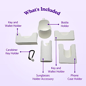 BAGLETS - The Premium Collection Ultimate Bundle - For Bogg Bags & Other Totes - Phone Case Holder, Key & Wallet Holder, Carabiner Key Holder, Bottle Holder Accessory & Sunglasses Holder - White
