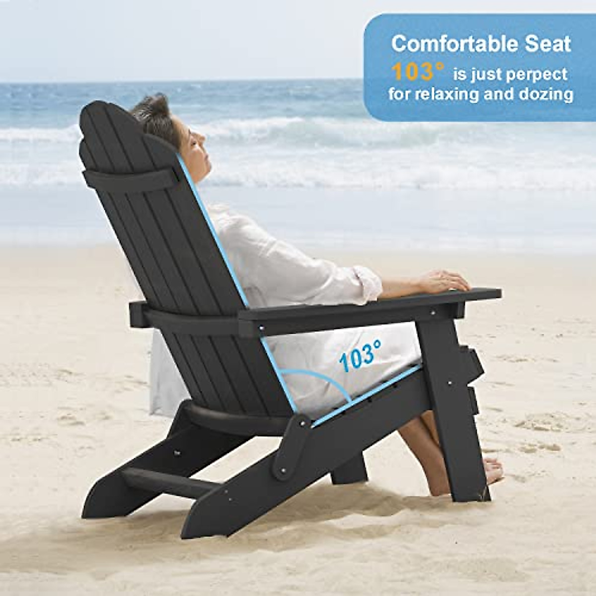 Folding Adirondack Chair Weather Resistant Plastic Fire Pit Chairs Adorondic Plastic Outdoor Chairs for Firepit Area Seating Lifetime