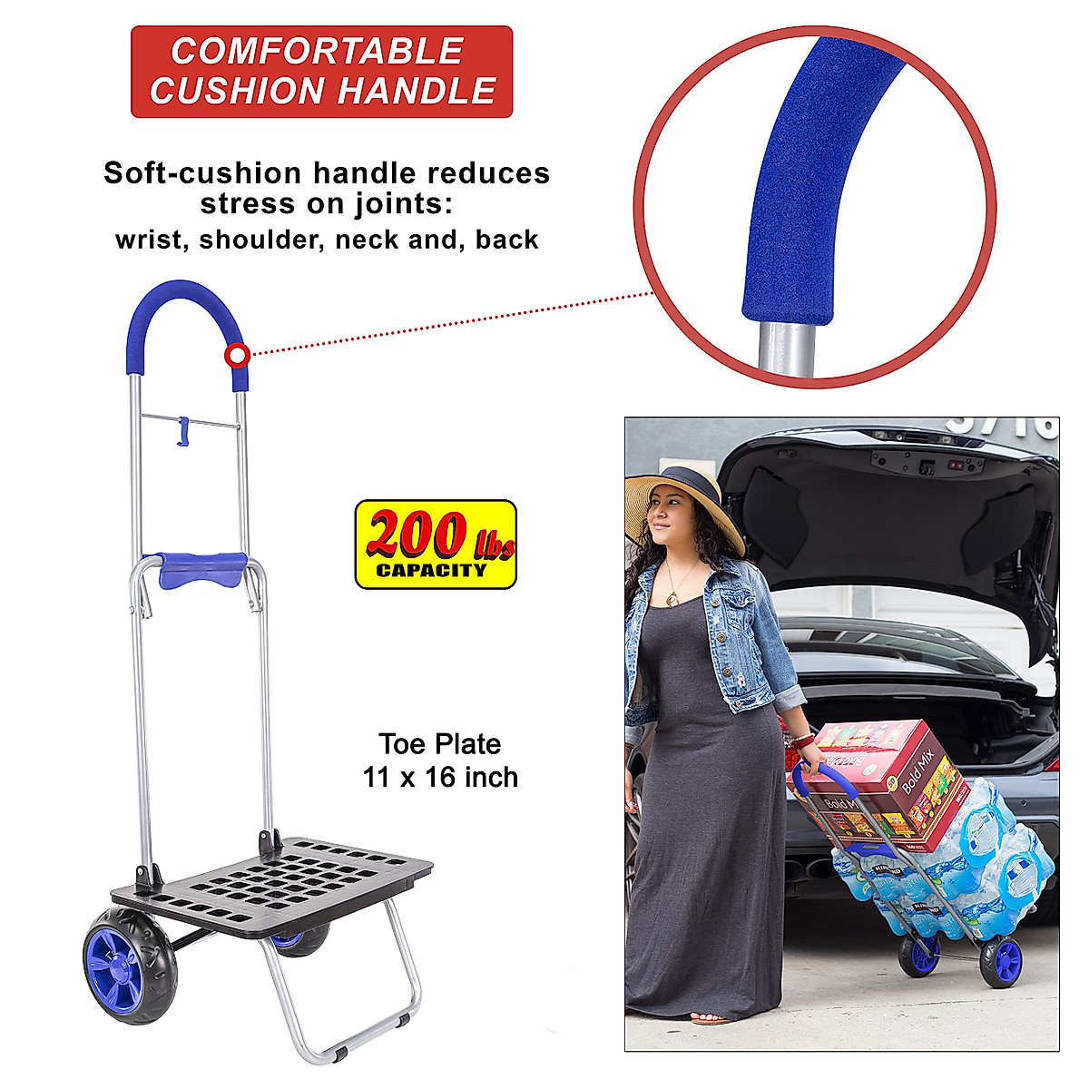 dbest 01527 Bigger Trolley Dolly, 16"14"40", Blue