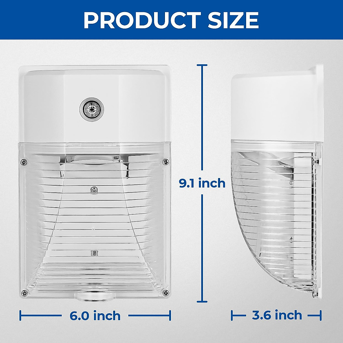 CINOTON 42W LED Barn Light Dusk to Dawn Outdoor Lighting, Black 1 Pack & 26W LED Wall Pack Light with Dusk to Dawn Sensor White 2 Pack