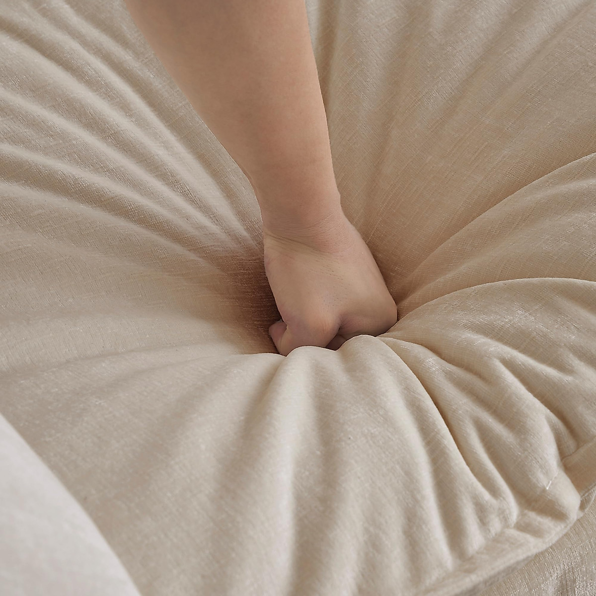 GNIXUU Upholstered Square Ottoman Module for Modular Sectional Sofa, Chenille Fabric Moveable Ottomans Footrest for Living Room, Bedroom(Camel).