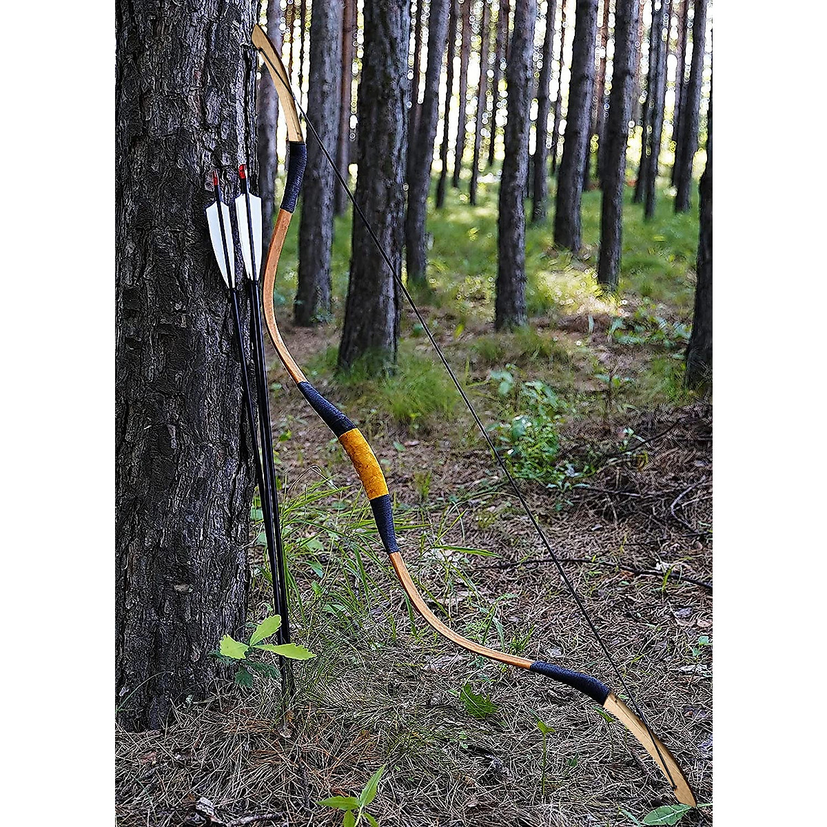 PMZ Archery Recurve Bow Set, 54" High-Performance Horse Bow for Hunting, Right Left Hand Traditional Turkish Bow for Youth Adults Beginners to Advanced Outdoor Practice & Hunting, 30lbs