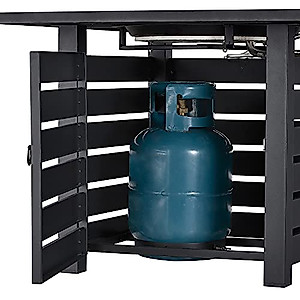 Ehomeline Fire Pit Table, 32” Square 40,000 BTU Auto-Ignition Propane Gas Fire Pit with Waterproof Cover for Courtyard Balcony Garden Terrace, Grey Ceramic Tabletop, CSA Certificationp