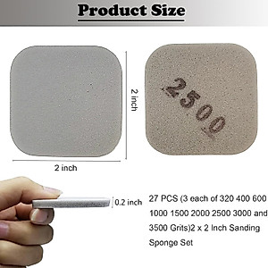 Tonmp 54 PCS 2 x 2 Soft Touch Sanding Pads, Mesh Sanding Polishing Pads Hand Sander Blocking from 320 to 3500 Grits Sander Sponge for Plastic Sanding Acrylic Materials (54 Pack)