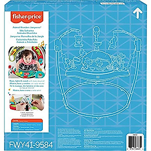 Fisher-Price Baby Bouncer Animal Wonders Jumperoo Activity Center With Music Lights Sounds And Developmental Toys