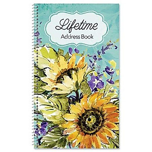 Watercolor Sunflower Address Book - 94 Pages; 5" x 8-1/2", Spiral Bound Address Book