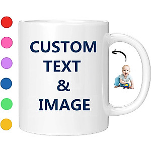 Custom Photo Coffee Mug, Personalized Mug w/Picture, Text, Name - Personalized Gifts for Mom, Boyfriend, Girlfriend, Best Friend, Christmas Gifts, Party Favors Mug 11oz White Wholesale