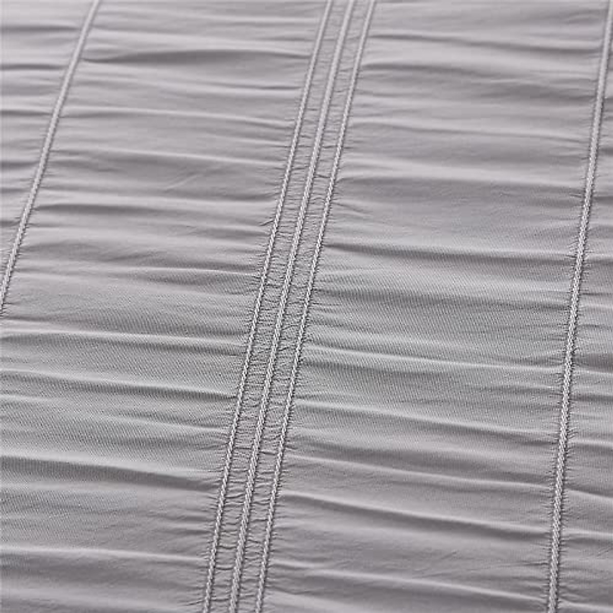 KAKIJUMN Grey Comforter Set King Size, 7 Piece Bed in a Bag Seersucker Comforter and Sheet Set, All Season Soft Microfiber Complete Bedding Set(Grey,King)