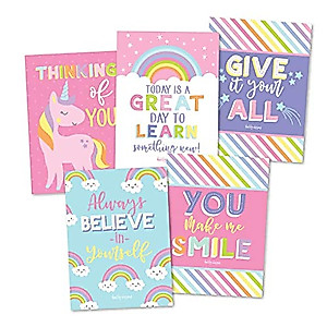 25 Unicorn School Lunch Box Notes For Kids, Inspirational Motivational Cards Boys Girls From Mom, Encouraging Student Children Teens, Thinking of You Positive Affirmation Encouragement Lol Fun Love