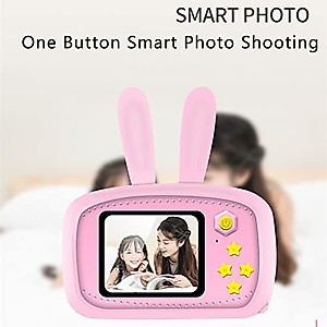 Tgoon Children Photo Camera, Portable MP3 Function Kids Camera Auto Focusing Built in Games for Playing(Pink)