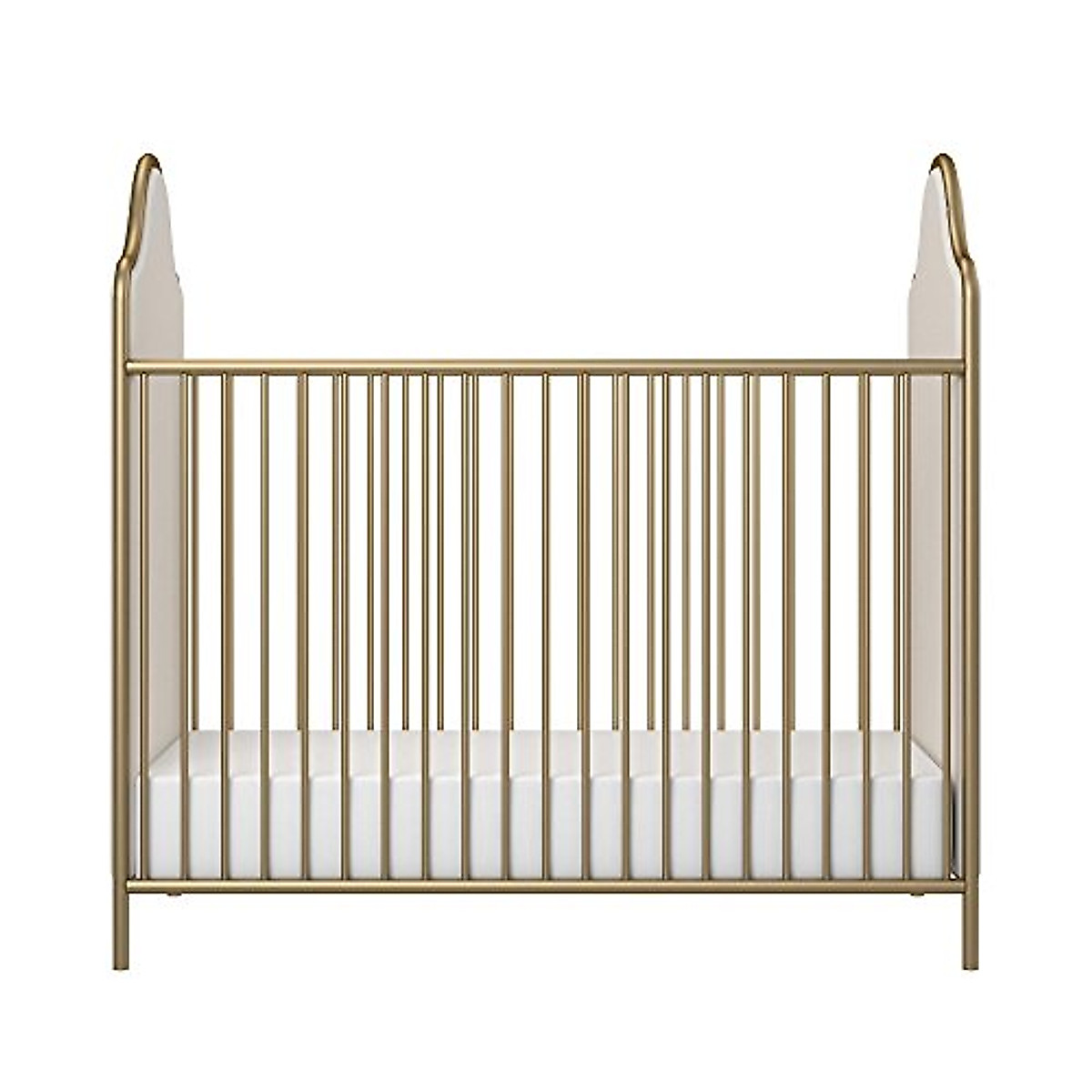 Little Seeds Piper Upholstered Metal Crib, Gold