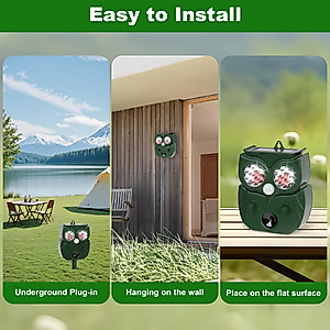 Ultrasonic Solar Animal Repellent - Waterproof Outdoor Pest Repellent for Mouse, Snake, Stray Cat, Dogs, Deers, Squirrels