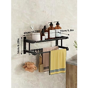 15.7inch Stainless steel Towel Holder Wall-mounted Multifunction Storage Rack Strong Load-bearing Rustproof Kitchen Organizer Bathroom Shelf,bathroom organizers and storage (single layer)