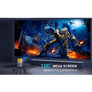 VR robot Portable Projector, Mini Projector 1080P FHD 100" Screen Supported,Movie Projector, Compatible with iOS/Android/PC/Xbox/PS5