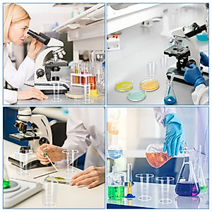 DAJAVE 100Pcs 50ML Plastic Graduated Measuring Beaker Set, Clear Resin Mixing Cups, Liquid Container Beakers for Lab Use, Graduations Liquid Container Beakers, Tapered Spout